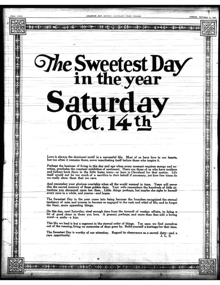 Реклама 1922 года в Cleveland Plain Dealer.