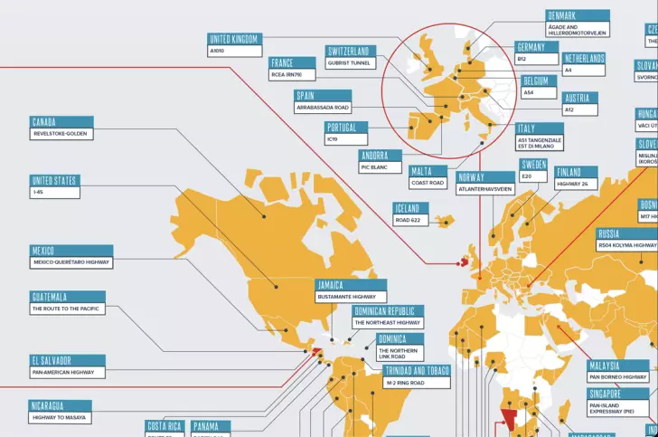 Mappa tal-aktar toroq perikolużi f'kull pajjiż.