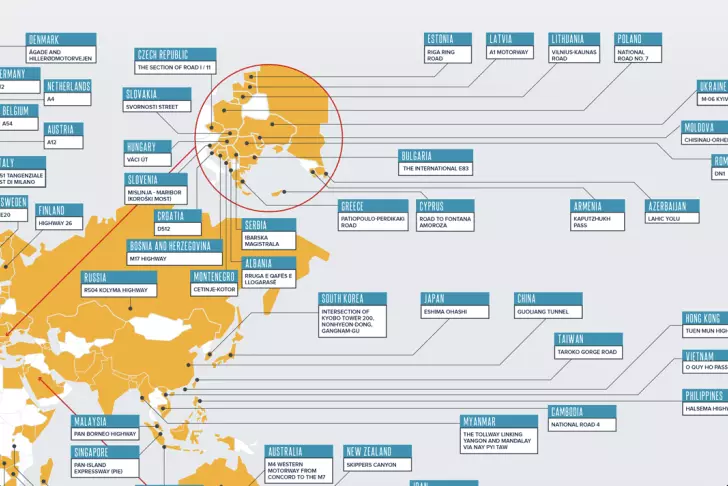 Mappa tal-aktar toroq perikolużi f'kull pajjiż.