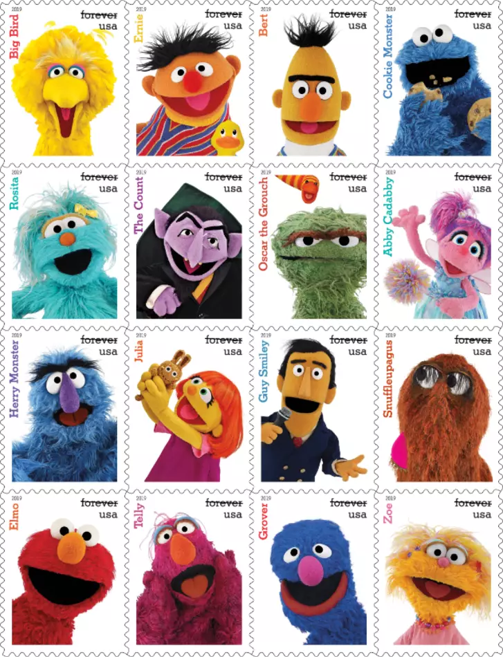 Big Bird, Kuki Monster, ma isi Sesame Street Tagata Fa'amamaluina i USPS Stamps 2773_1