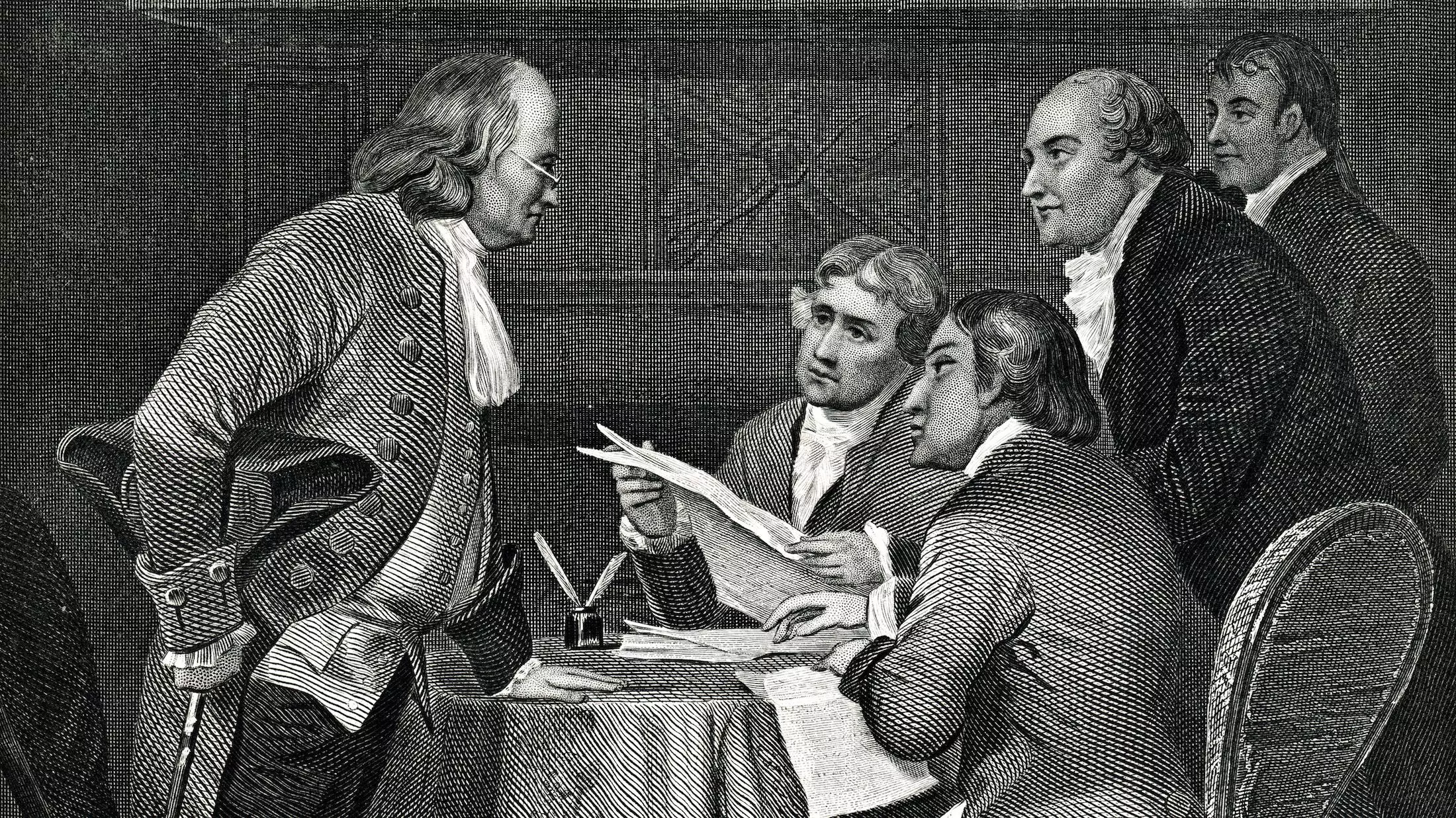 Ang Panahon Si Ben Franklin ug John Adams Nag-ambit sa Katre