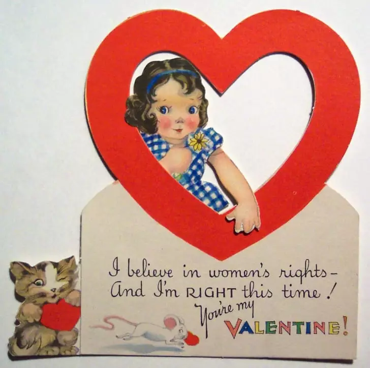 vintage valentine montrant une jeune fille