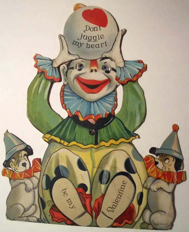 saint valentin clown vintage