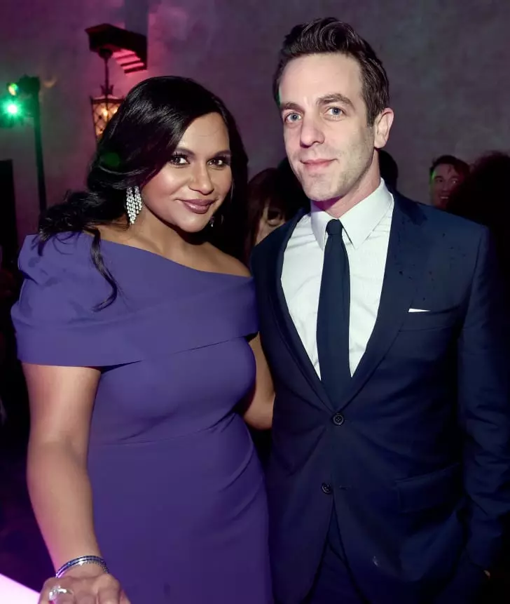 Actorul Mindy Kaling (L) și B. J. Novak la premiera mondială a piesei „A Wrinkle in Time” de la Disney la Teatrul El Capitan din Hollywood CA, 26 februarie 2018