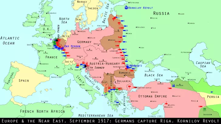 WWI Jarcento: Germanoj Kaptas Rigon, Kornilov Revolt 9154_1